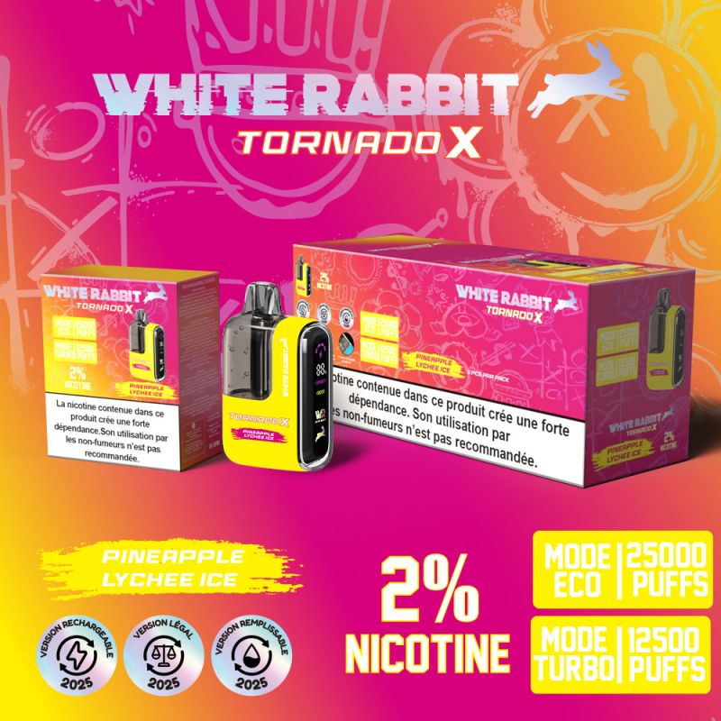 Fournisseur puff 25K Tornado White Rabbit : Pineapple Lychee Ice